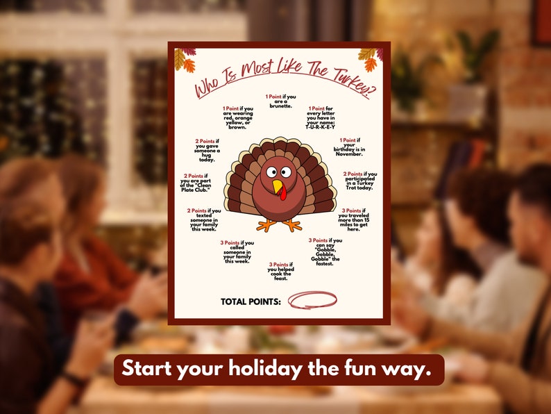 EDITABLE Thanksgiving Games Holiday Games Party Games Who is Most Like ...