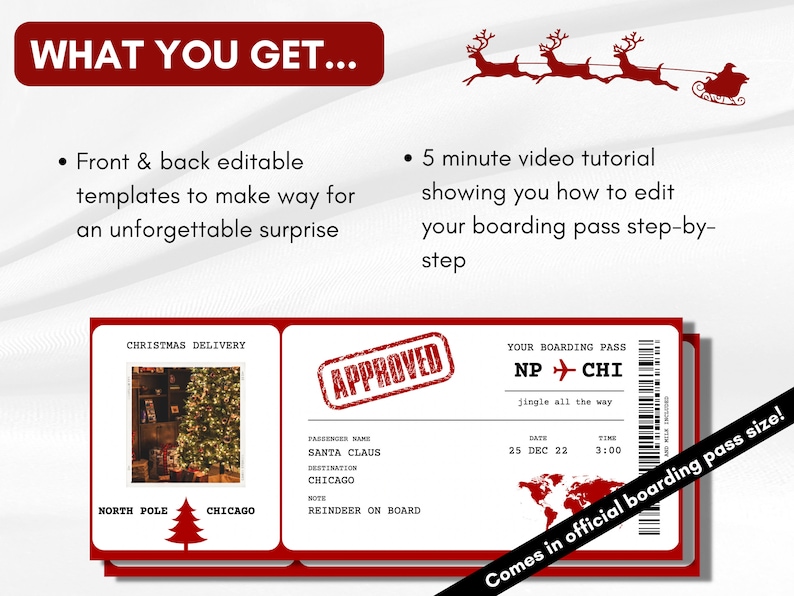 Editable Santa's Boarding Pass | Santa Letter Stocking Stuffer | Santa ...