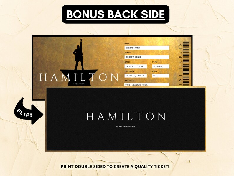 Printable Hamilton Tickets Template | Surprise Hamilton Tickets | Fake Hamilton Tickets ...