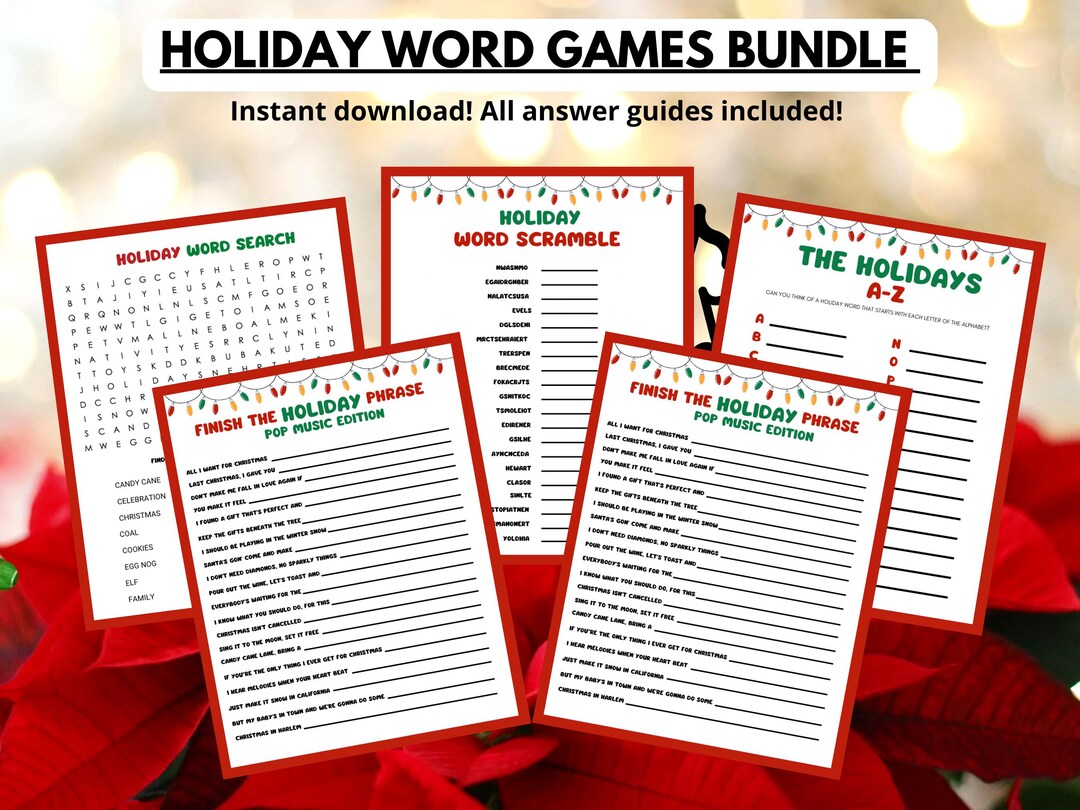 Holiday Games Bundle | Word Search | What's on Your Phone | Holiday ...