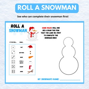 Holiday Roll A Snowman Dice Game | Class Game | Christmas Game | Kid ...