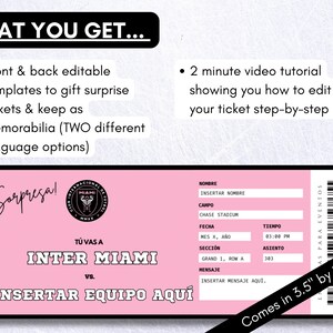 Surprise Inter Miami Ticket Template | Sorpresa | English Spanish ...
