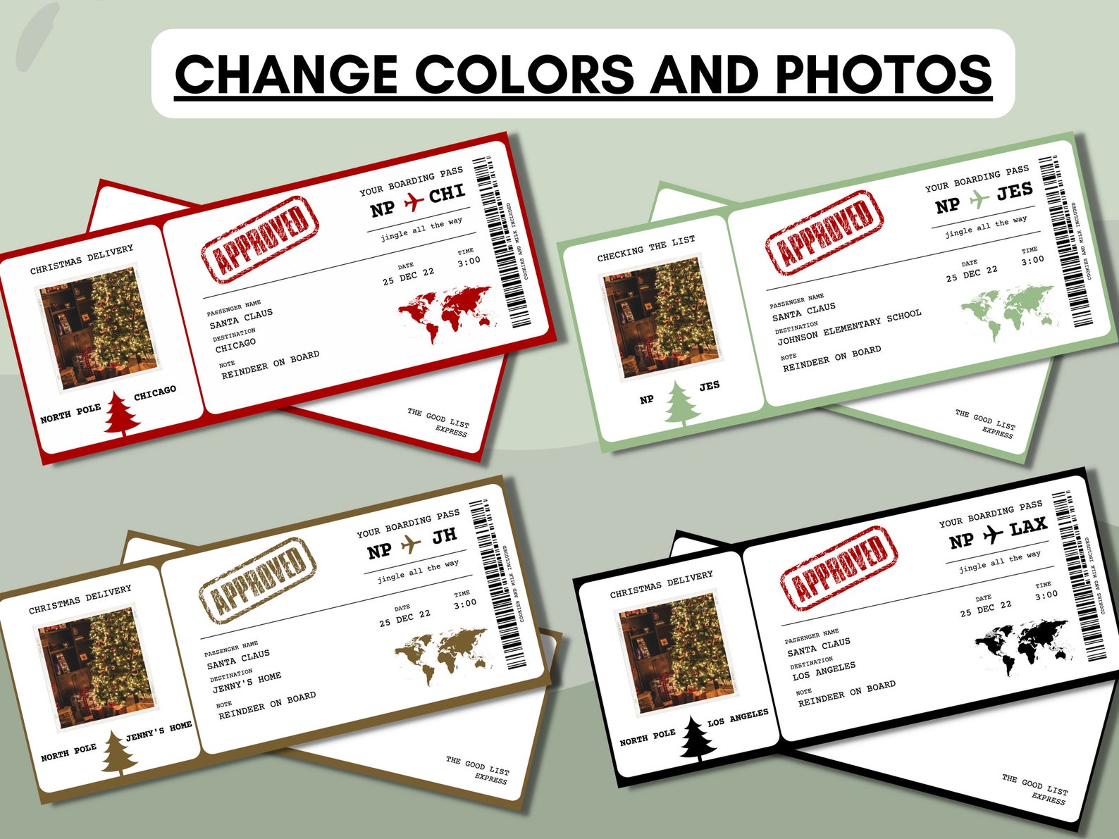 Editable Santa's Boarding Pass | Santa Letter Stocking Stuffer | Santa ...