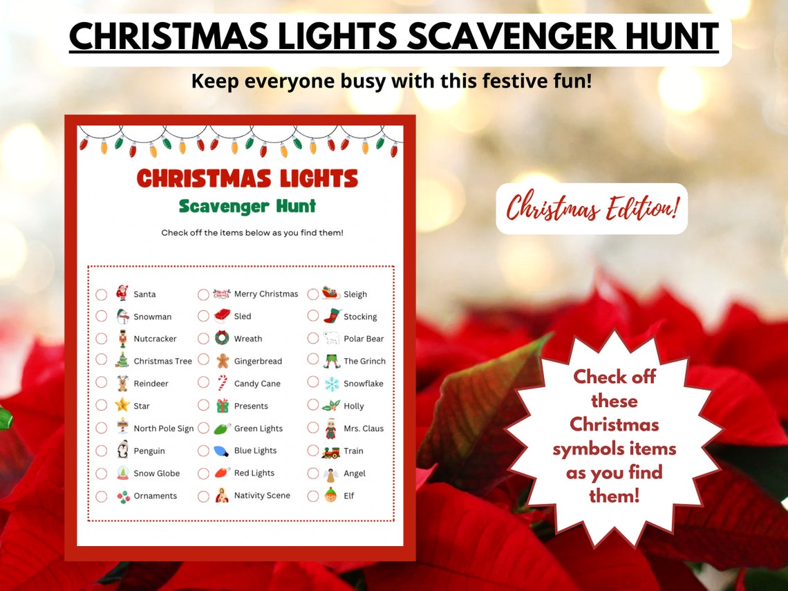 Christmas Lights Scavenger Hunt Printable, Outdoor Scavenger Hunt ...