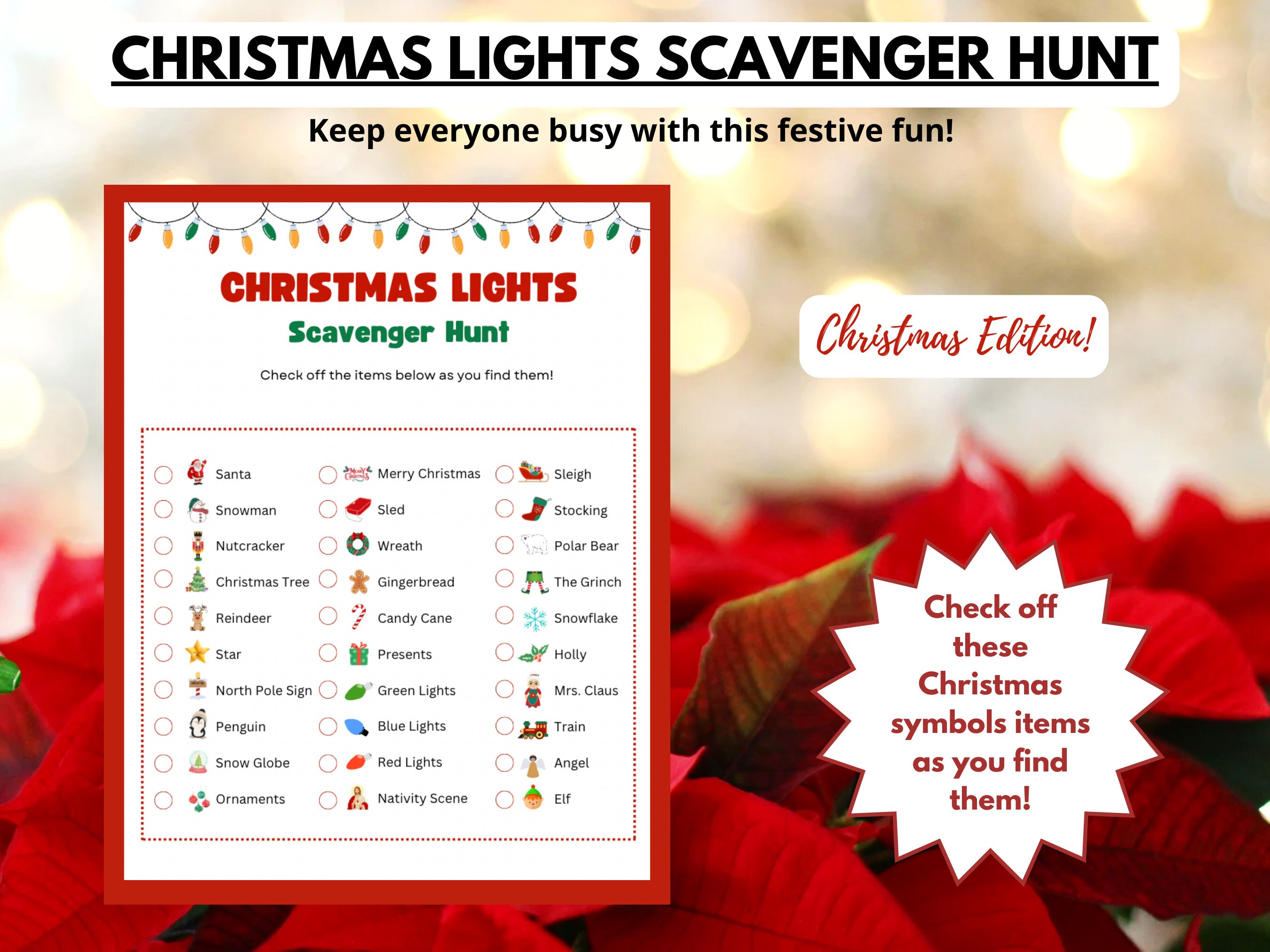 Christmas Lights Scavenger Hunt Printable, Outdoor Scavenger Hunt ...