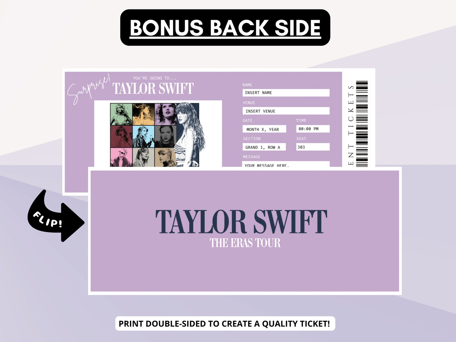 Editable Taylor Swift the Eras Tour Tickets Template | Taylor Swiftie ...