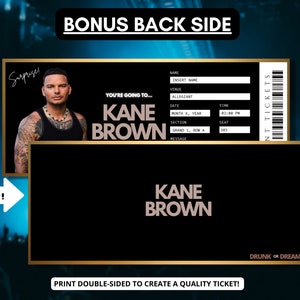 Kane Brown Concert Ticket Template | Drunk or Dreaming Tour | Editable ...