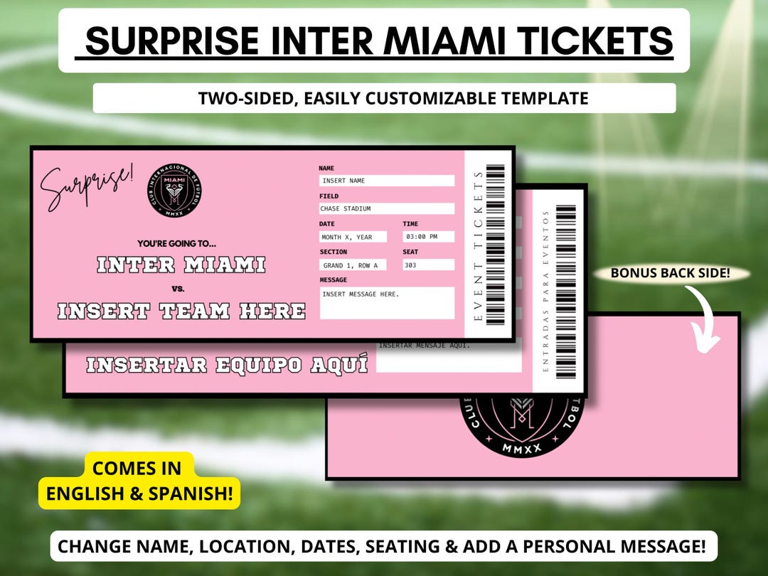 Surprise Inter Miami Ticket Template | Sorpresa | English Spanish ...