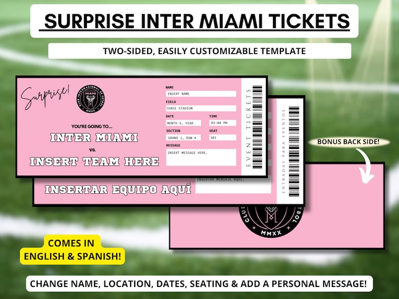Surprise Inter Miami Ticket Template | Sorpresa | English Spanish ...