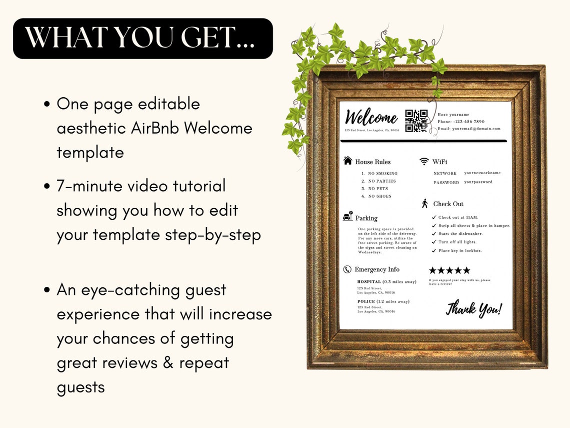 EDITABLE Airbnb Welcome Sign Template Airbnb Poster House - Etsy