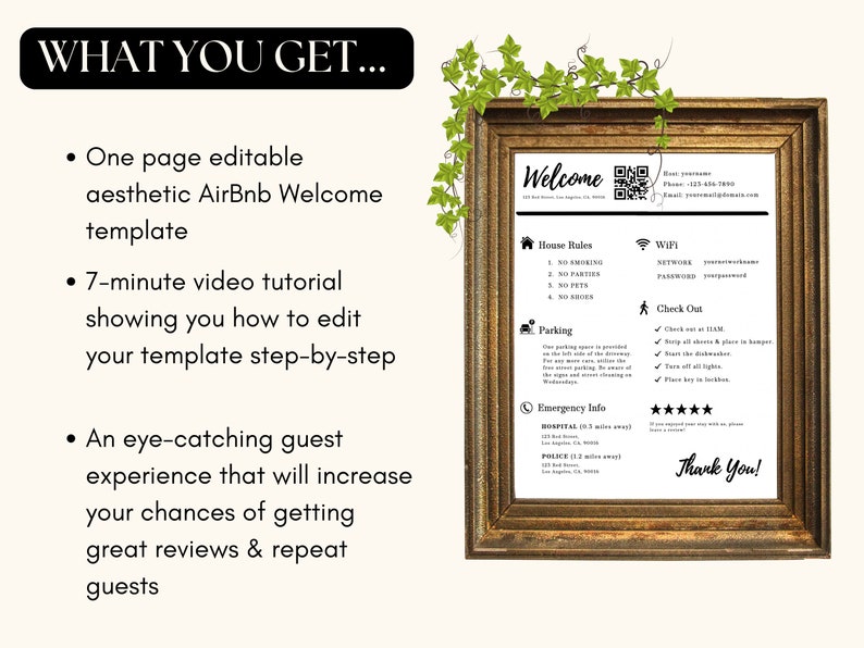 EDITABLE Airbnb Welcome Sign Template Airbnb Poster House - Etsy