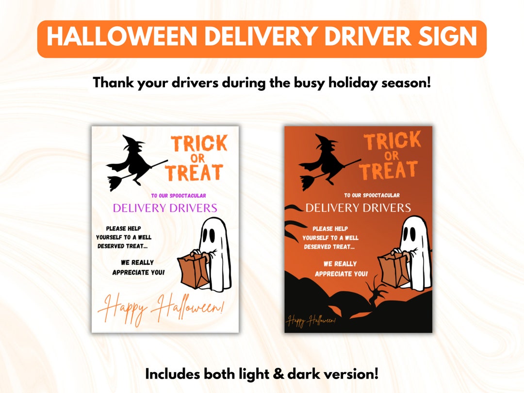 Halloween Delivery Driver Snack Sign, Halloween Deliveries, Mail ...