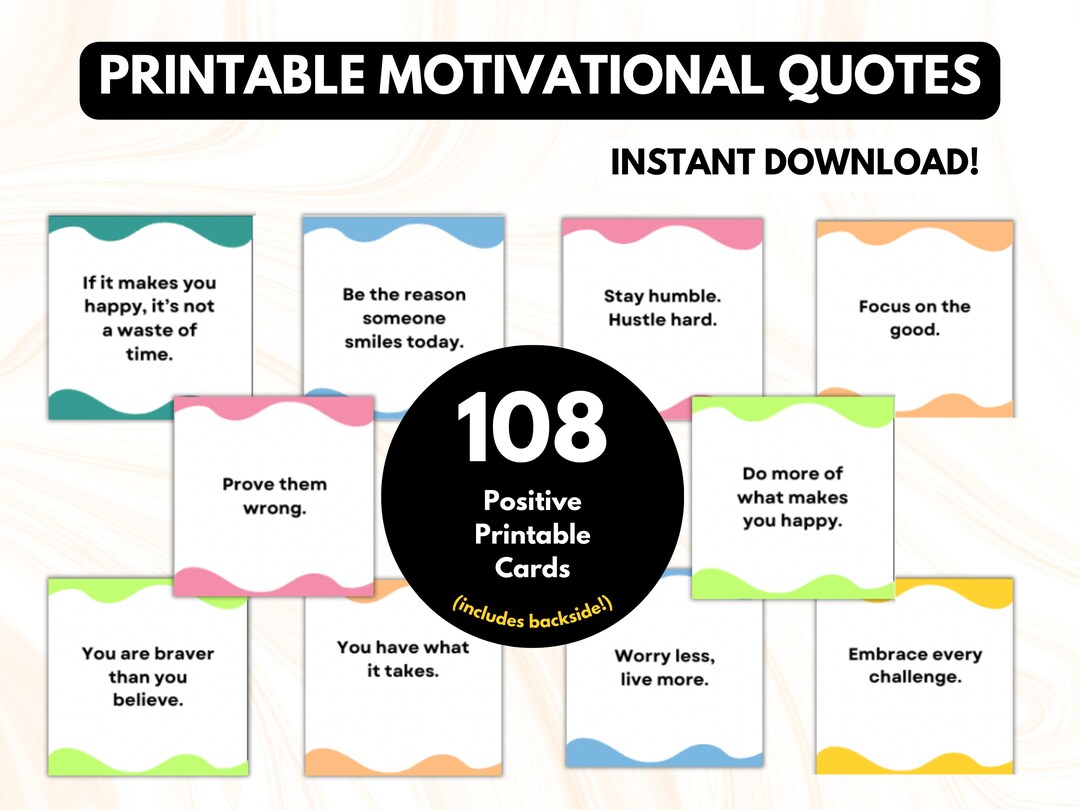 Printable Positive Quotes Cards, Positive Sayings, Kindness Cards ...