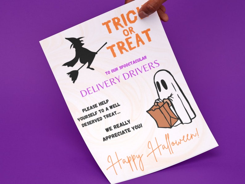 Halloween Delivery Driver Snack Sign, Halloween Deliveries, Mail ...