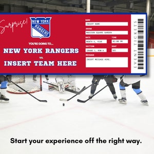 Surprise Hockey Game Ticket Template | New York Rangers Present ...