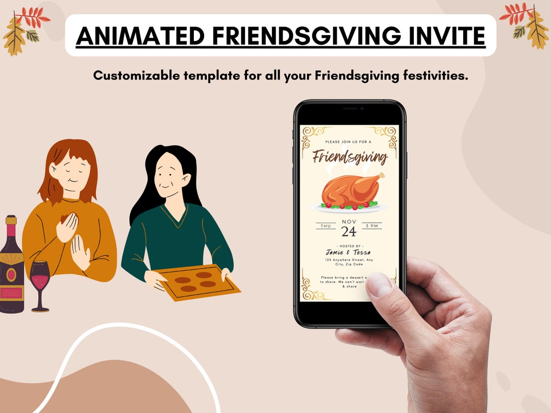 Animated Friendsgiving Invitation | Editable Friendsgiving Template ...