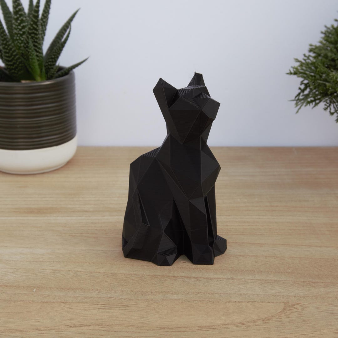 Geometric Cat Figurine | Minimalist 3D Printed Statue - Etsy