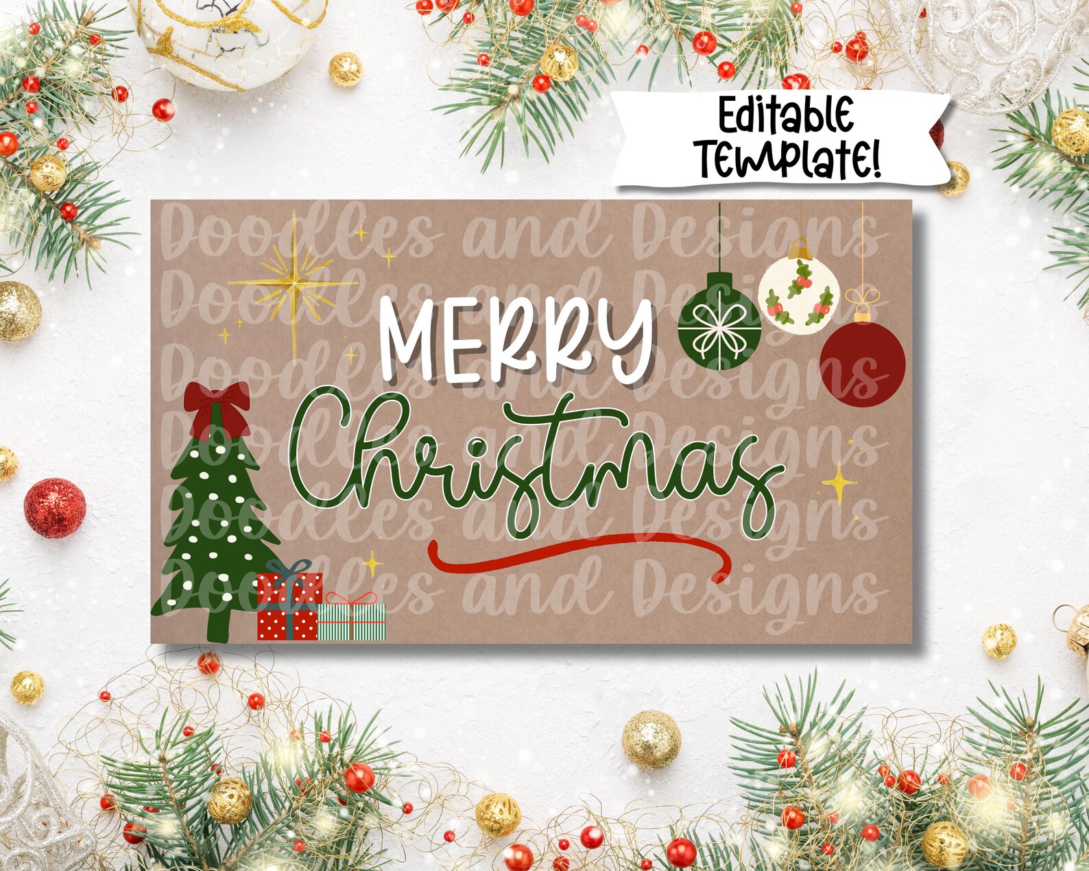 Editable Christmas Banner Template | Printable Canva Design | Custom ...