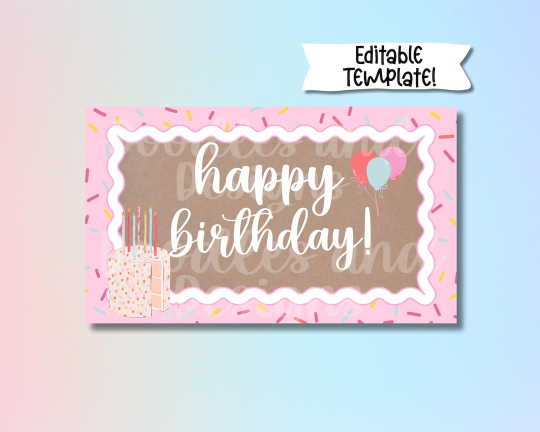 Editable Happy Birthday Banner Template | Editable Canva Party Mockup ...