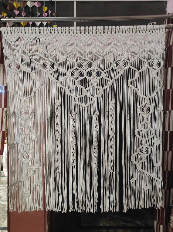 Macrame Valance Window Treatments Panels Macramé Window - Etsy UK