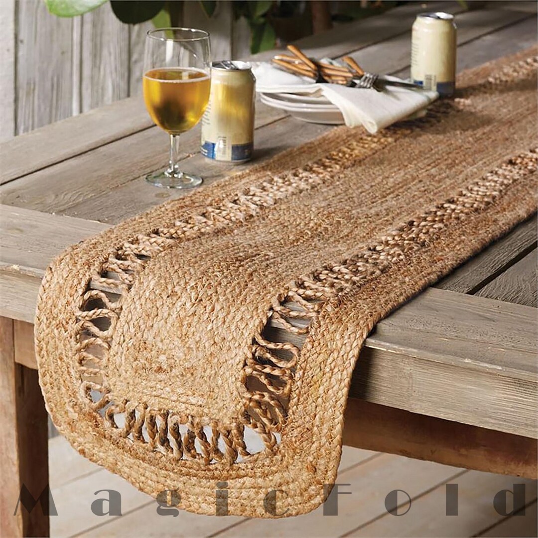 Natural Hand Braided Jute Table Placemat and Table Runner for - Etsy