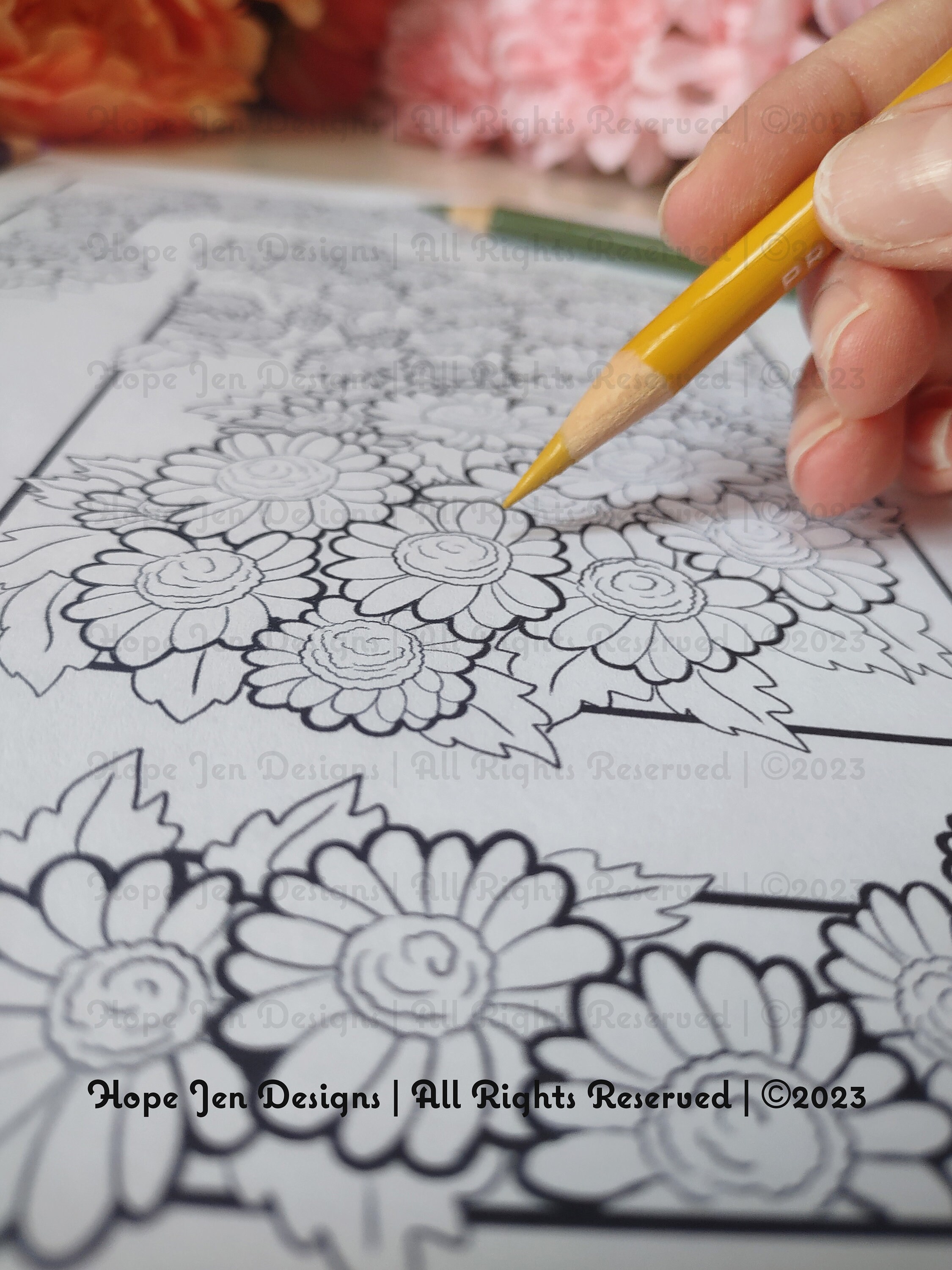 Mums Coloring Page | Digital Download |JPG | PDF| - Etsy