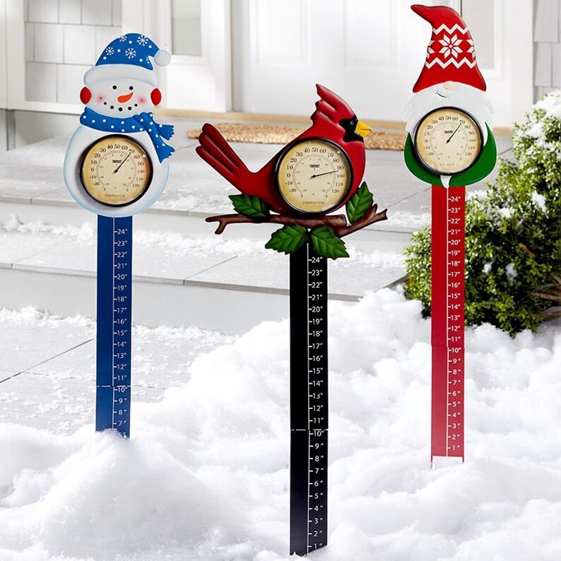 Snow Gauge and Thermometer Stake Measure Snowfall up to 24 In. - Etsy
