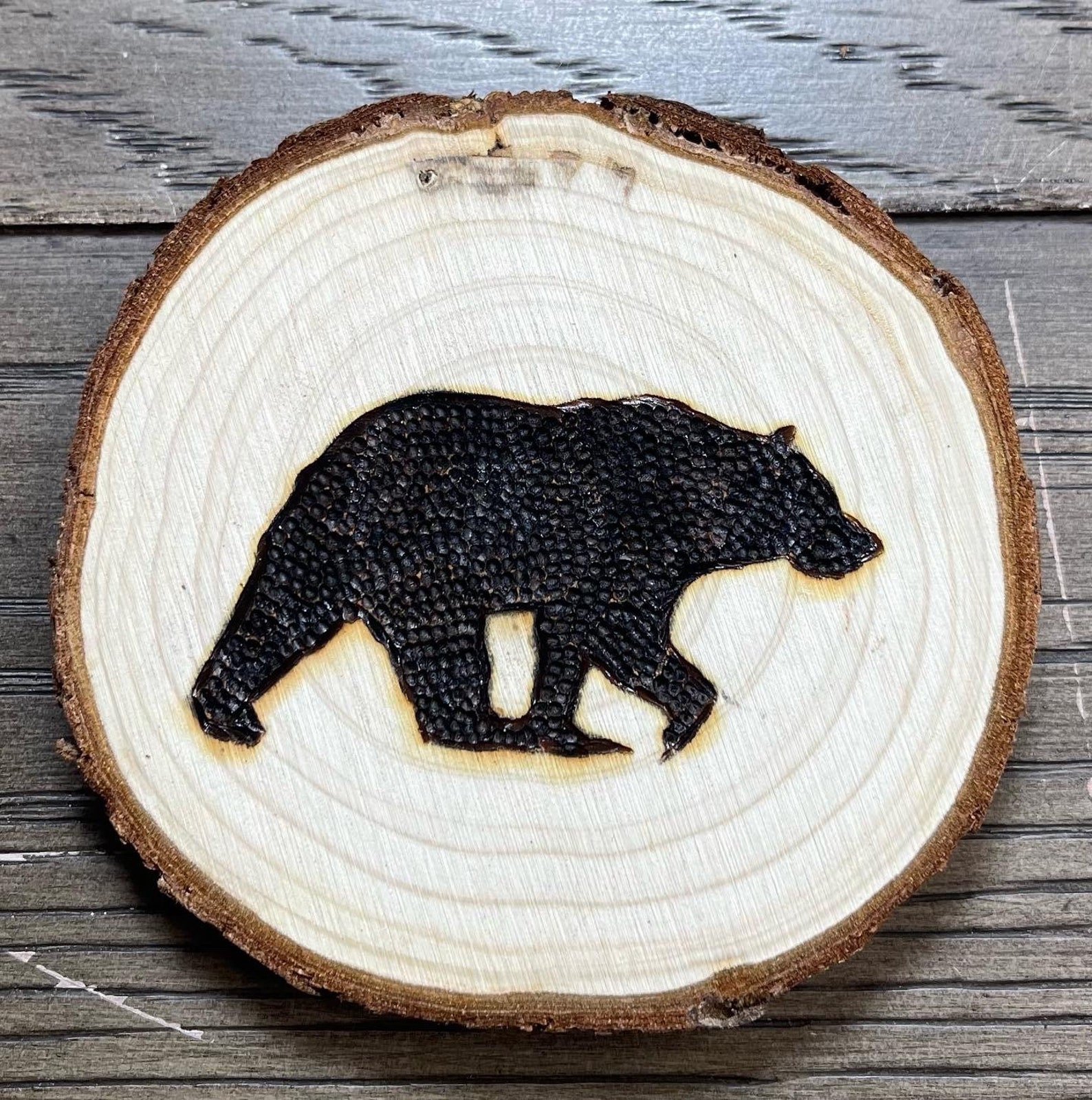 Yellowstone Bison Buffalo Elk Moose Bear Wood Burned Coasters Set of 4 ...