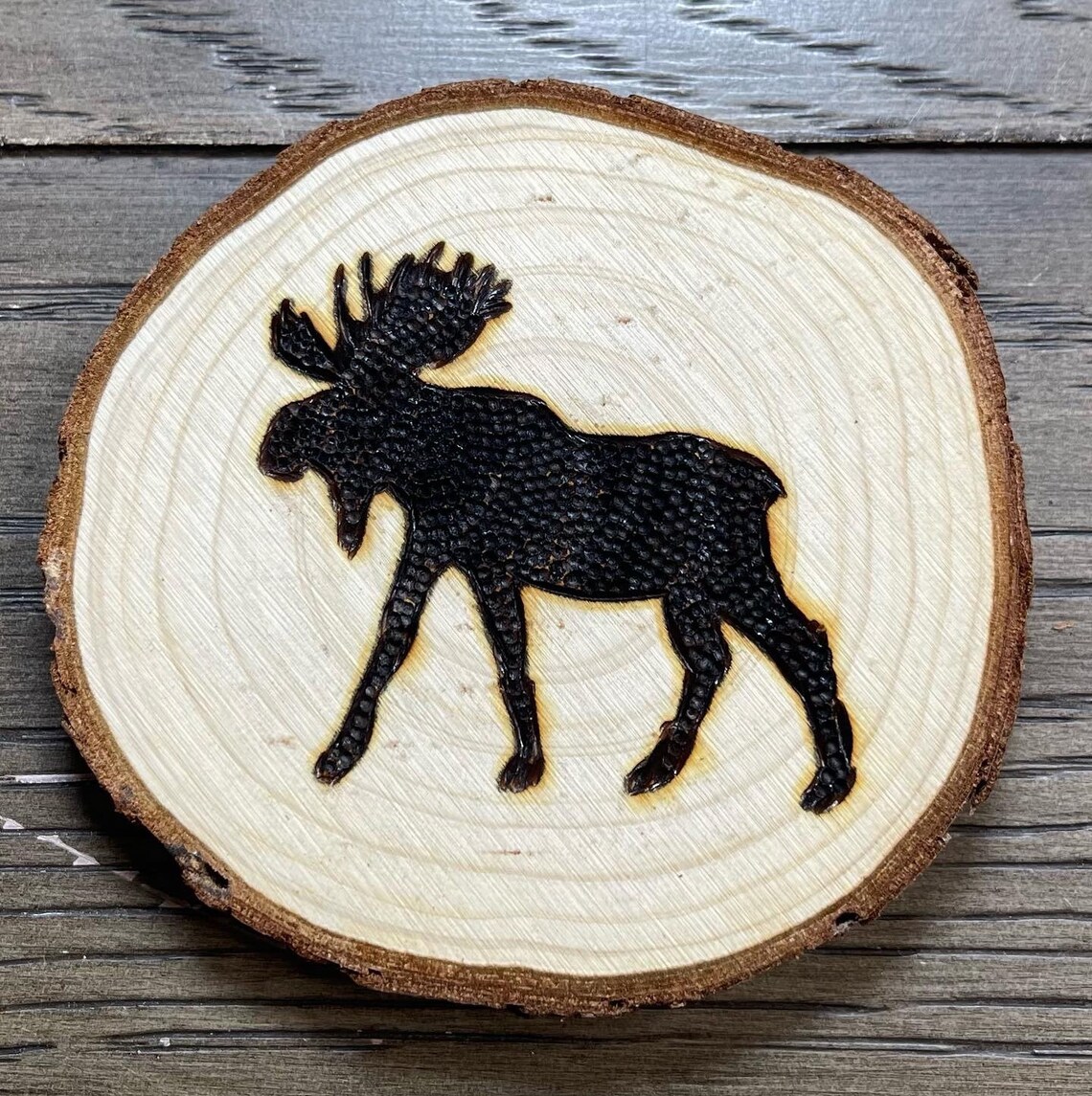 Yellowstone Bison Buffalo Elk Moose Bear Wood Burned Coasters Set of 4 ...