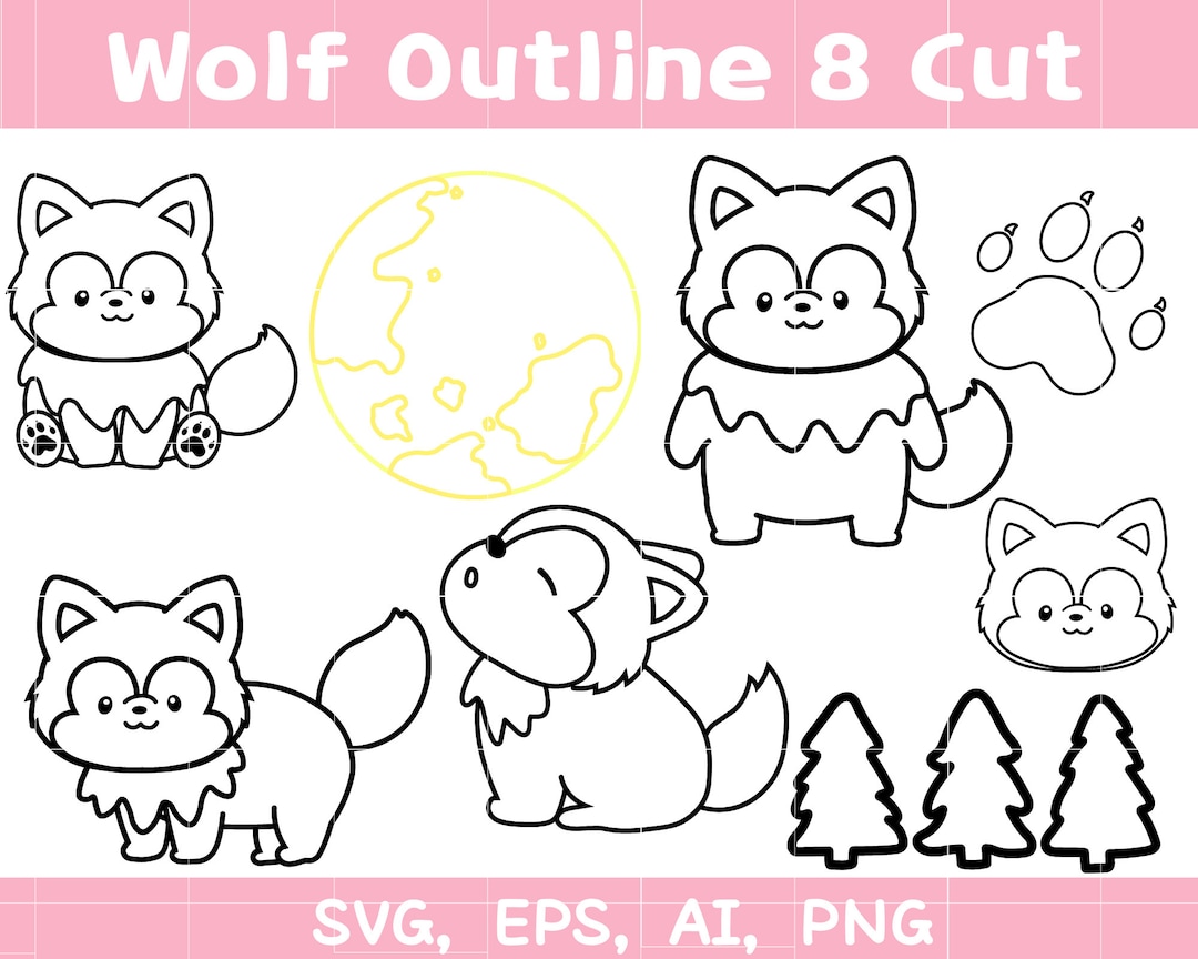WOLF OUTLINE 8 CUT - Etsy