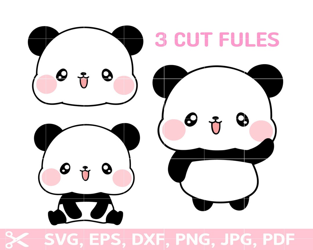 Panda Bear Set SVG. Panda Bear DXF. Panda Bear PNG. Circut Cut Files ...