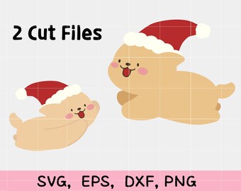 Merry Christmas Svg, Png, Jpg, Dxf, Christmas Dog Svg, Puppy With Santa ...