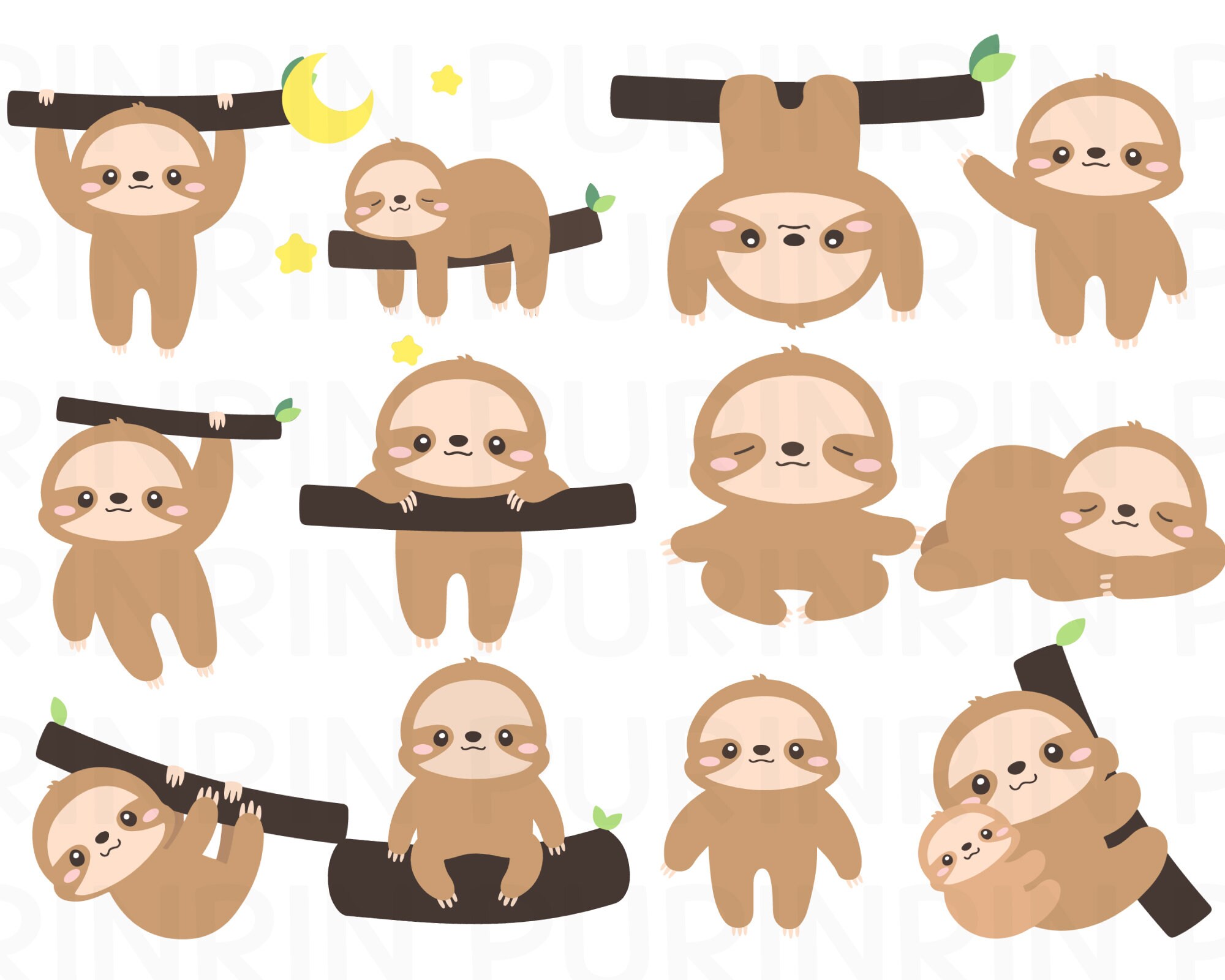 SLOTH SVG 12CUT FILE sloth pngsloth bundle vinyl sticker | Etsy