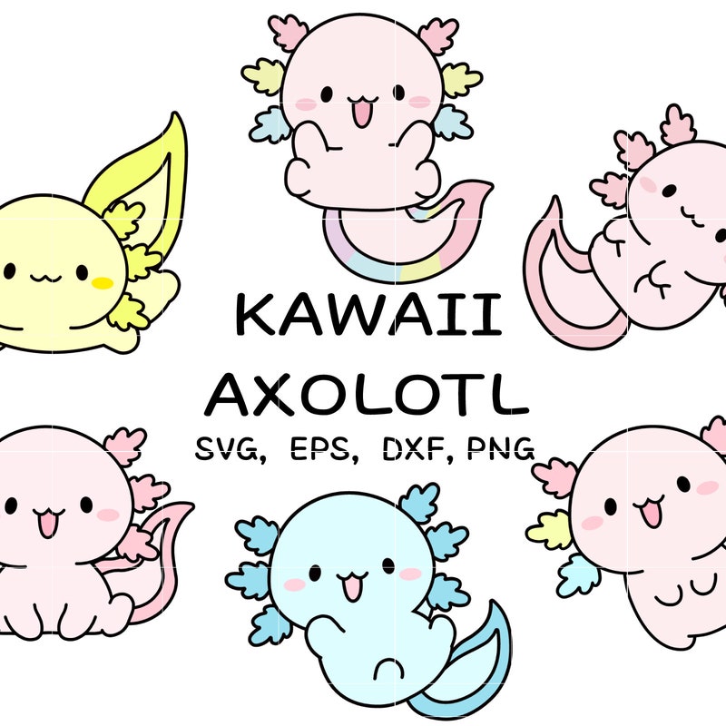 Axolotl Blue Cartoon - Etsy