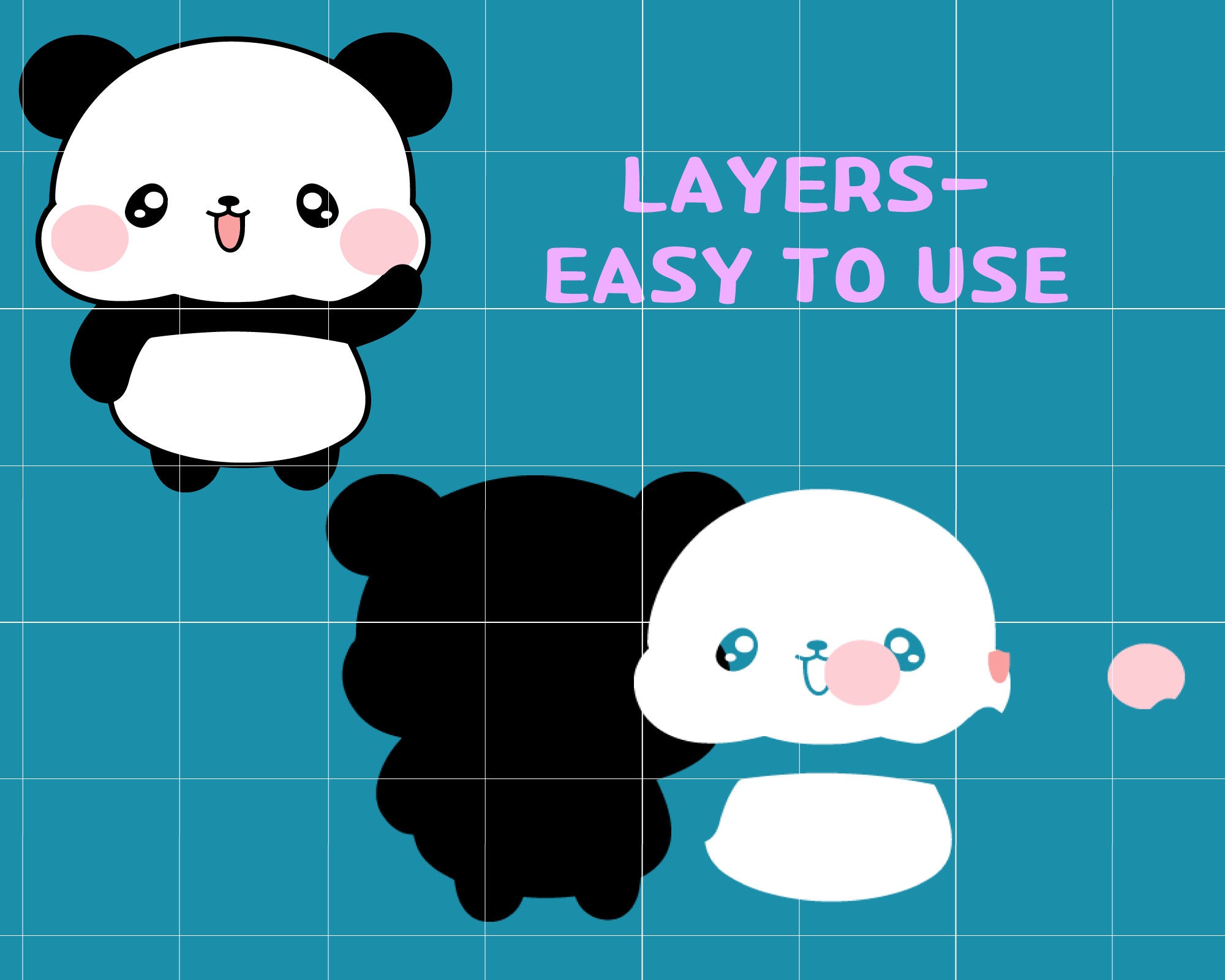 Panda Bear Set SVG. Panda Bear DXF. Panda Bear PNG. Circut Cut | Etsy