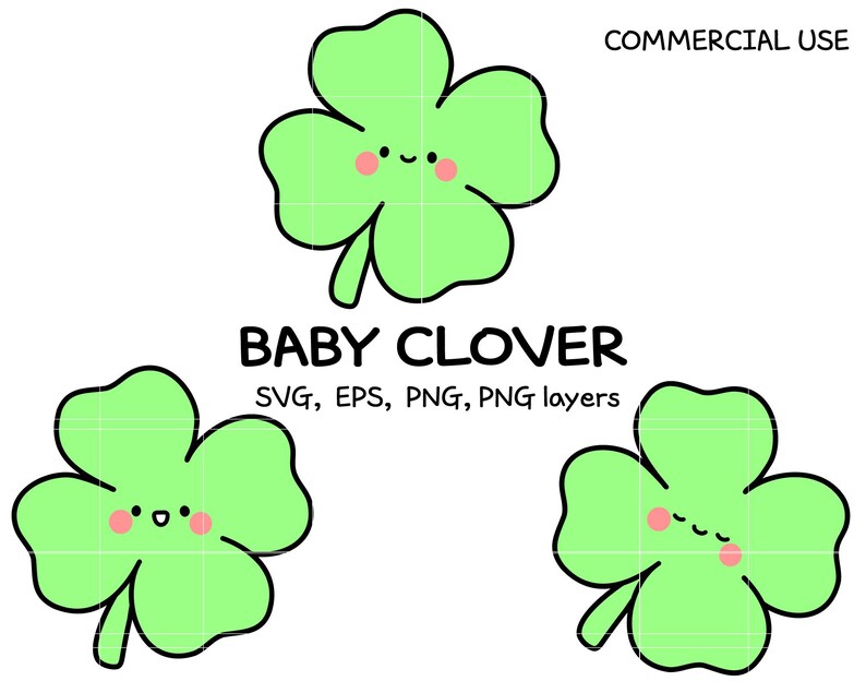 Kawaii Clover SVG Bundle | St. Patrick's Day Clipart (digital Download ...