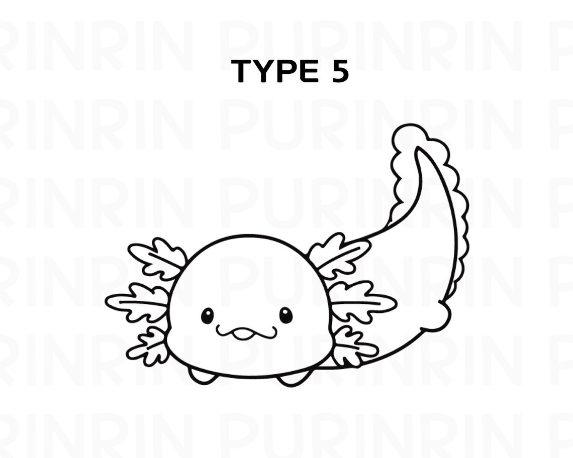 Axolotl Outline Axolotl Vertor Kawaii Outline | Etsy