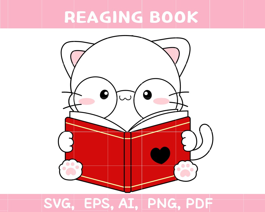 Cat on a Book, Kitten Svg - Etsy