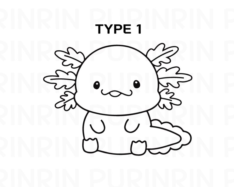 Axolotl Outline Axolotl Vertor Kawaii Outline - Etsy Finland