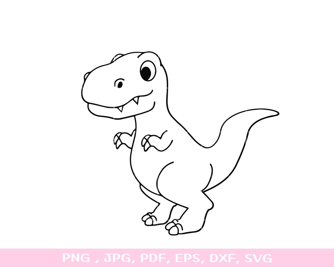 Dinosaur SVG , T-rex Outline Cut File, Baby Toddler Shirt Silhouette ...