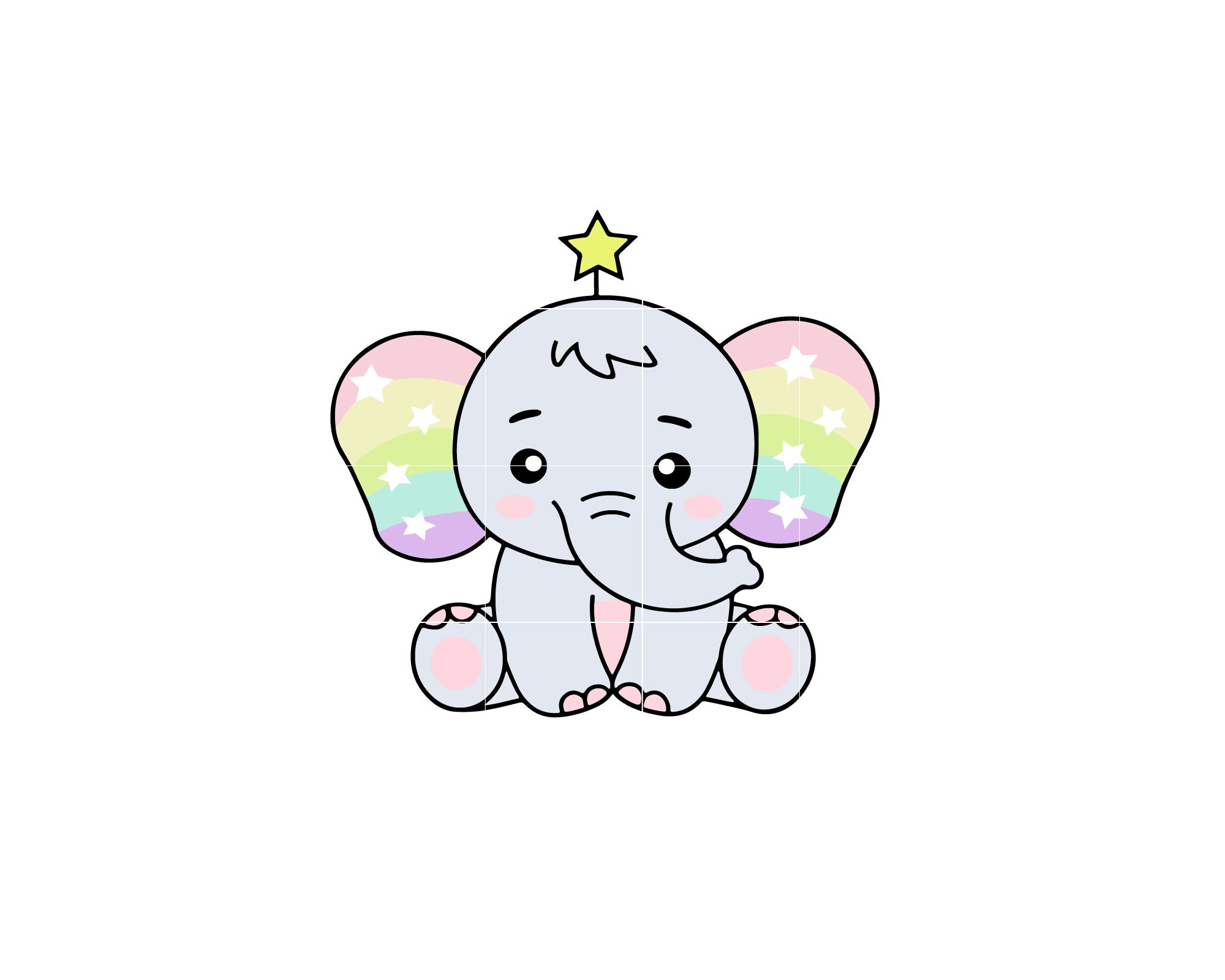Baby Elephant Svg Cute Rainbow Svg Rainbow Svg Pastel - Etsy