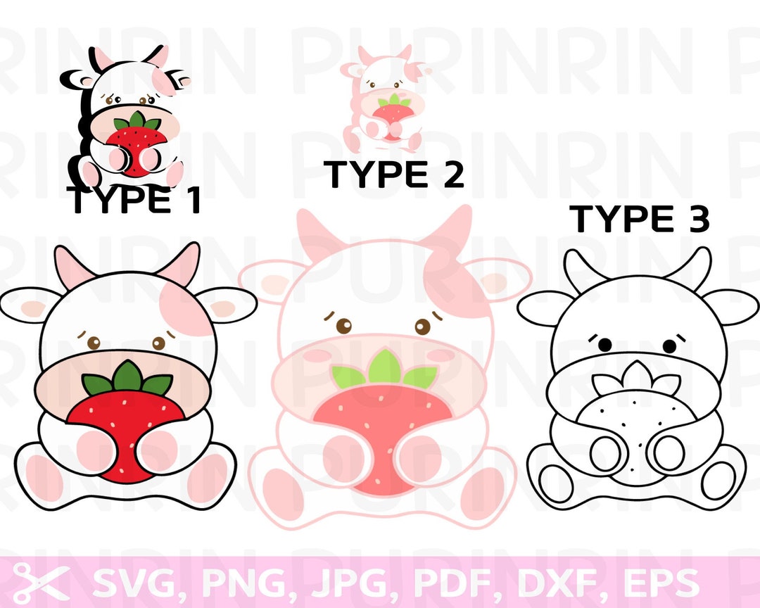 Strawberry Cow Svg, love Cow Svg, cow With Horns Svg, Milk Cow, Outline ...