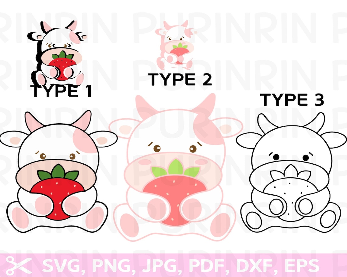 Aardbei koe svg liefde koe svg koe met hoorns svg melk koe - Etsy Nederland