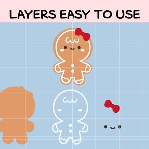 Gingerbread Couple SVG Bundle – Kawaii Christmas Clipart (digital ...