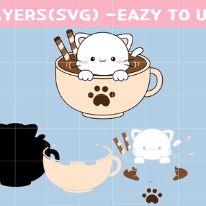 Coffee Cat Svg, Cat Baby Svg - Etsy