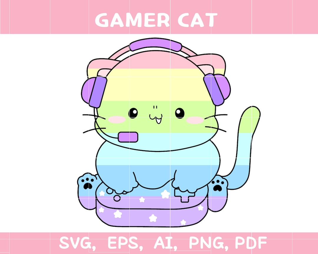 Gamer Cat,rainbow Cat,kitten Svg - Etsy