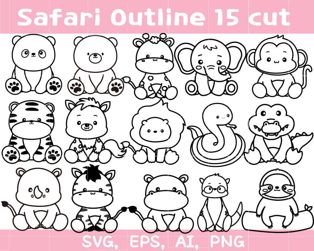 Jungle Animal Svg Outline 15 Cut - Etsy