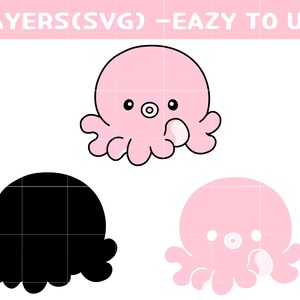Octopus Svg Layered Cut File, Octopus Coloring Outline - Etsy