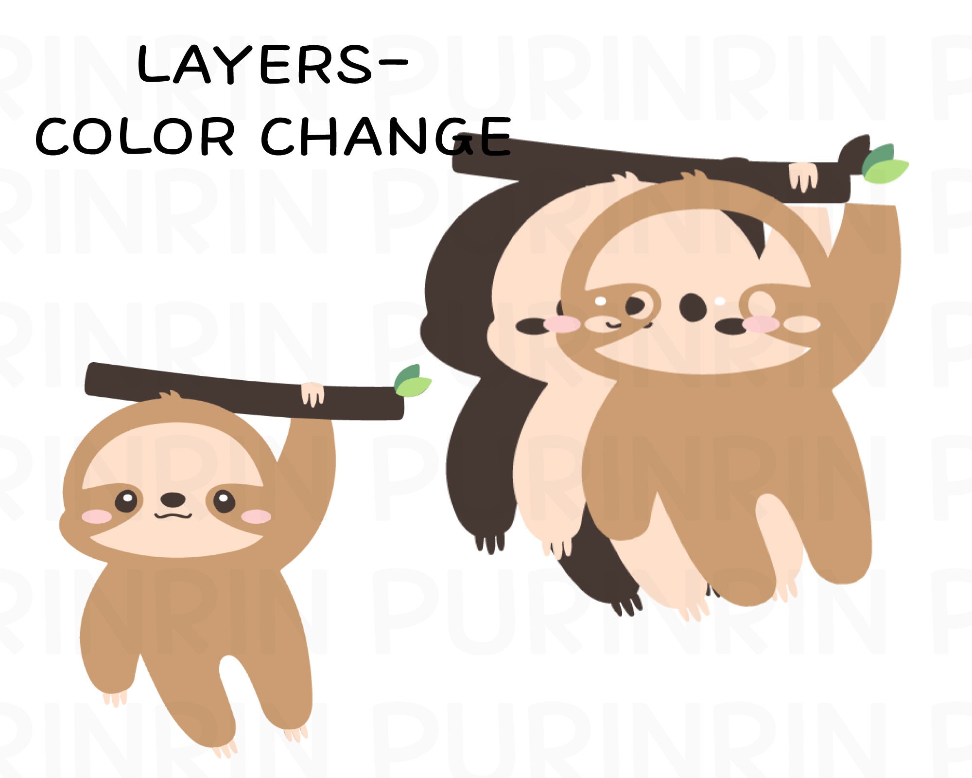 Sloth Svg Layered Cut File Kawaii Baby Sloth Cutting File | Etsy