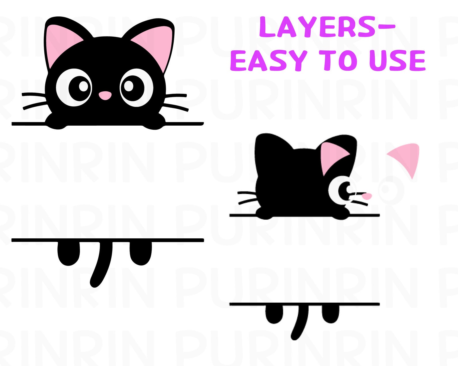 Cat Split Monogram Frame SVG Cat Name Label Tag | Etsy